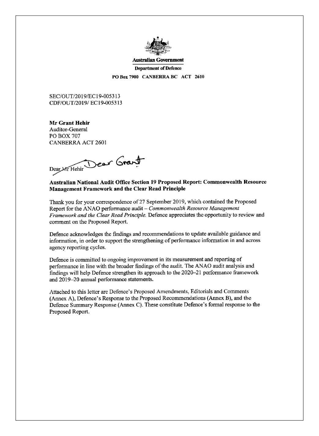 Commonwealth Resource Management Framework and the Clear Read Principle ...